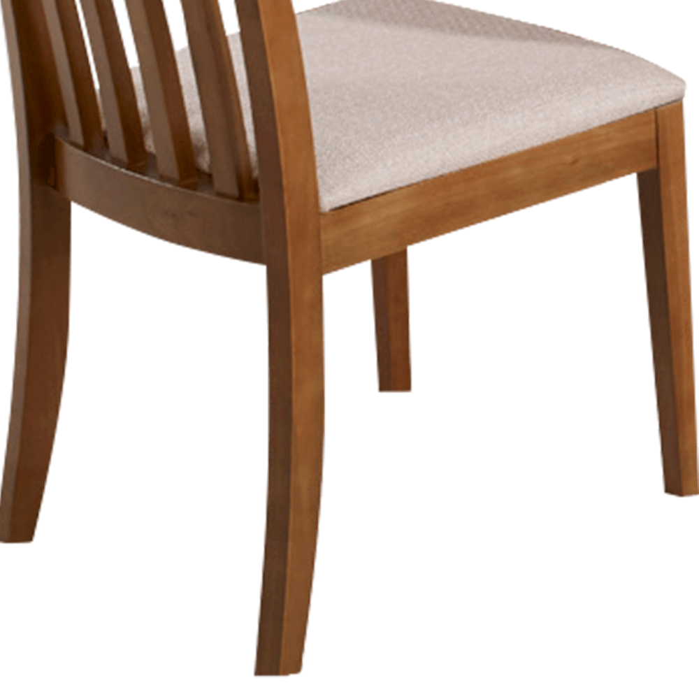 Cadeira July C/ Encosto Ripado e Assento Estofado Off White / Castanho - attraktiva