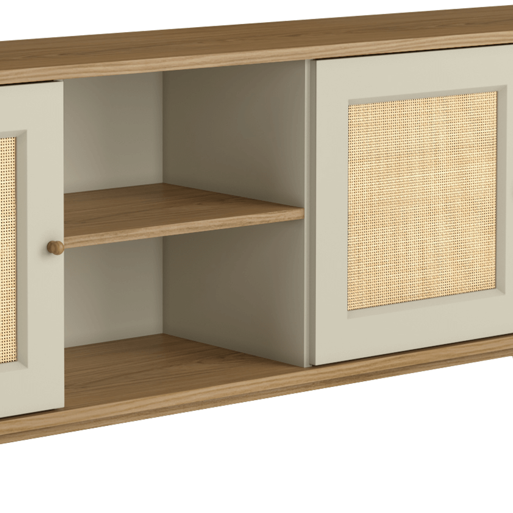 Rack Nature 100% MDF P/ Tv Até 55" C/ 3 Portas C/ Palha Louro / Luna ...