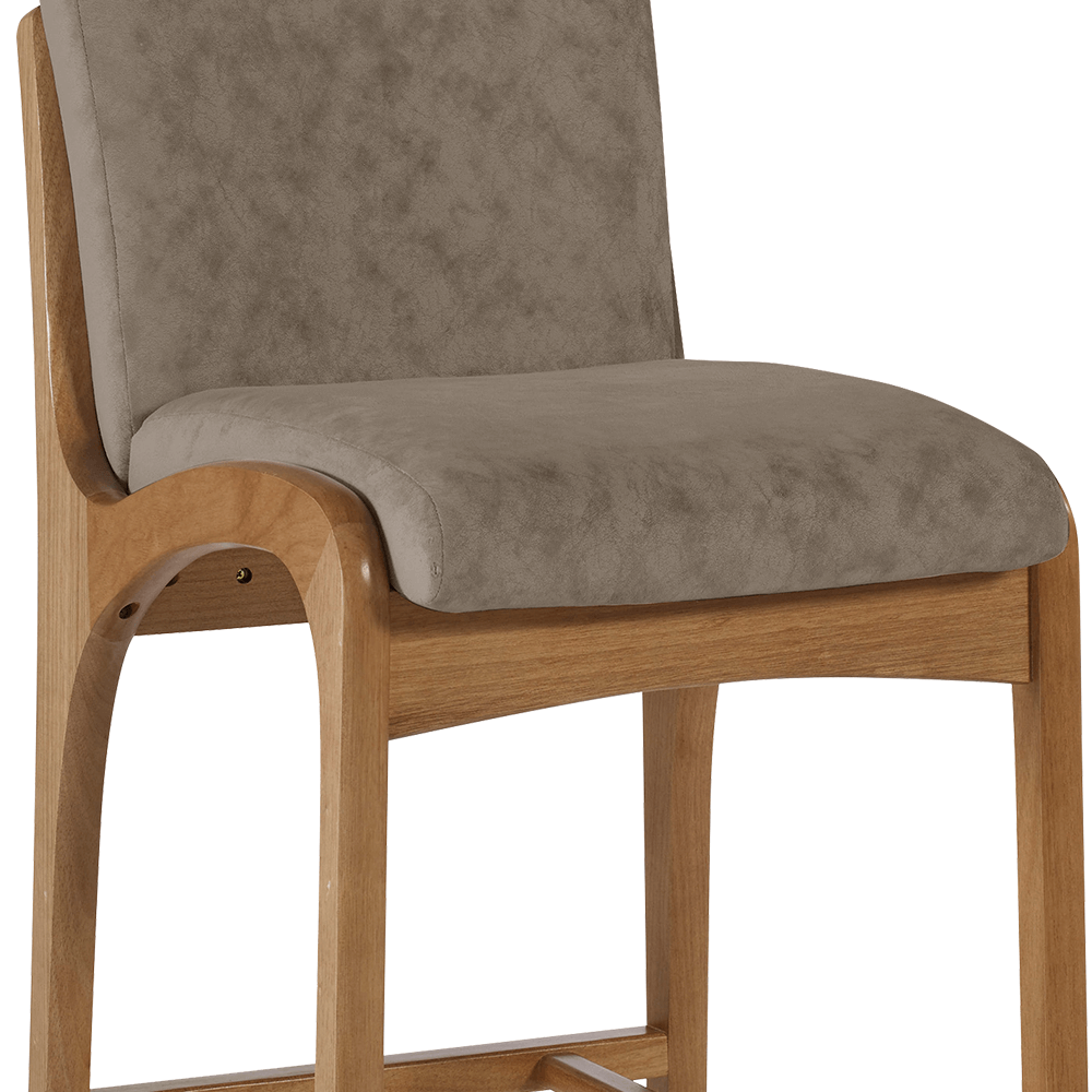 Banqueta Ajota Estofada Suede Textura Marrom / Capuccino - attraktiva