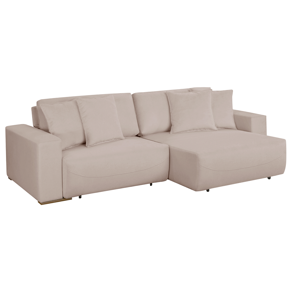 Sofá Peniche 4 Lugares (L: 260cm) C/ Molas Ensacadas Retrátil e Reclinável Linho Bege - attraktiva