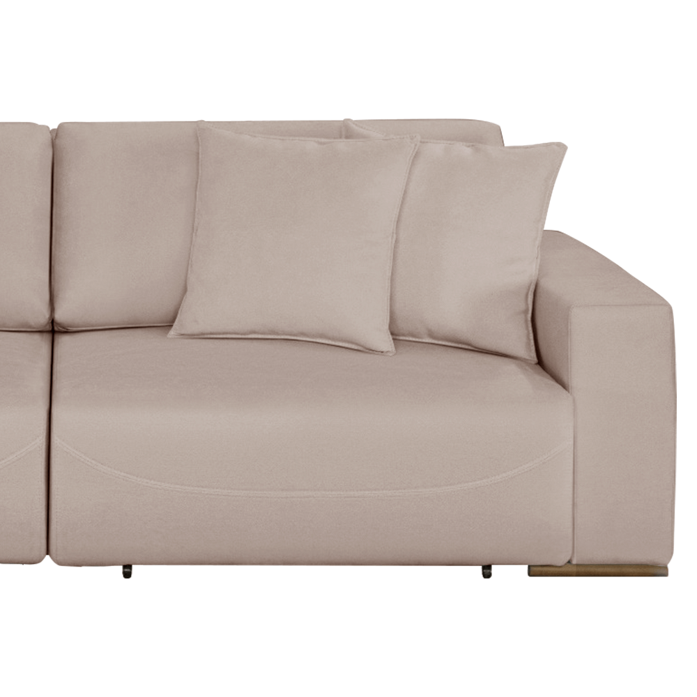 Sofá Peniche 4 Lugares (L: 260cm) C/ Molas Ensacadas Retrátil e Reclinável Linho Bege - attraktiva