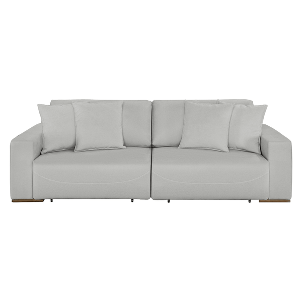 Sofá Peniche 4 Lugares (L: 260cm) C/ Molas Ensacadas Retrátil e Reclinável Linho Cinza Claro ...