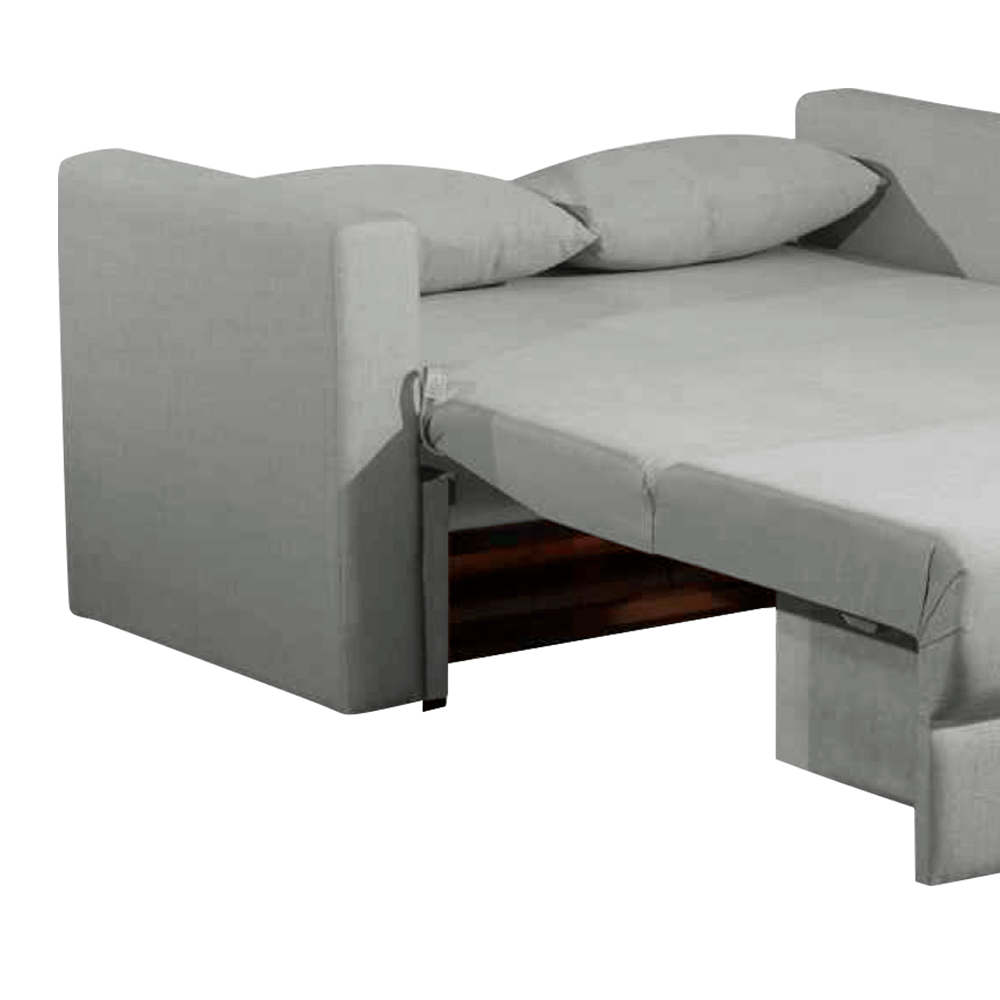 Sofá-Cama Dallas 2 Lugares (L: 146cm) Casal C/ Almofada Lombar LInho Cinza Claro - attraktiva