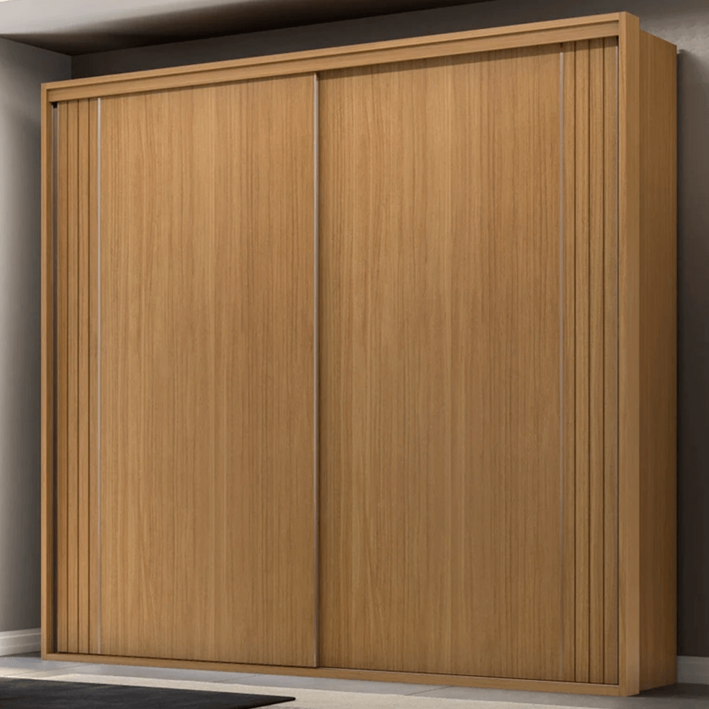 Guarda-Roupa Santorini (L: 242cm) C/ 2 Portas de Correr 100% MDF Freijó ...