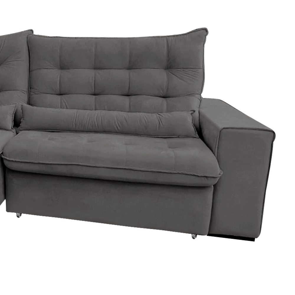 Sofá Soho Epsilon 4 Lugares (L: 290cm) Retrátil e Reclinável Veludo Grafite - attraktiva